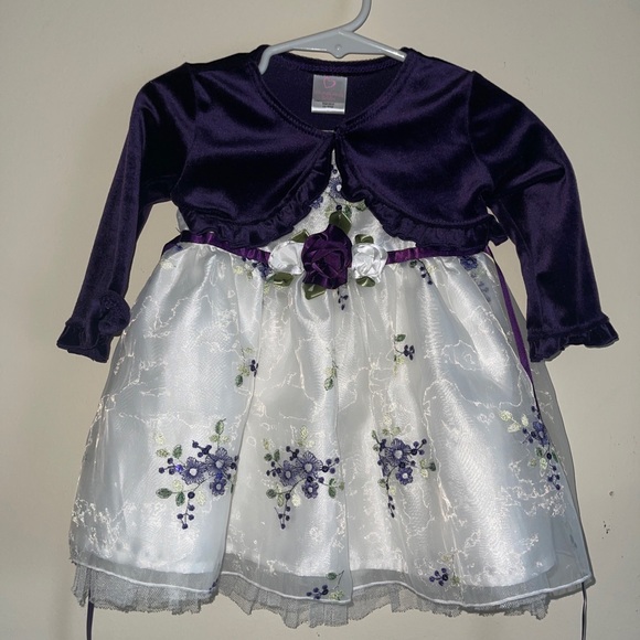 Dresses | 2 Pc Youngland Baby Girl Purple Floral Dressy Party Dress ...